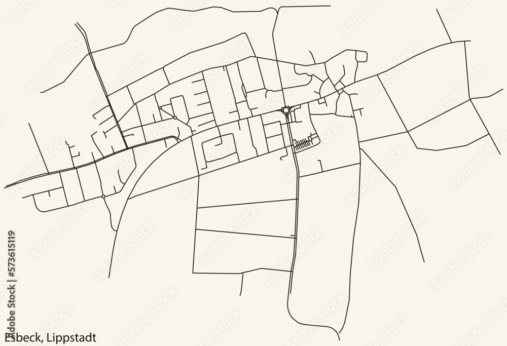 Detailed hand-drawn navigational urban street roads map of the ESBECK ...
