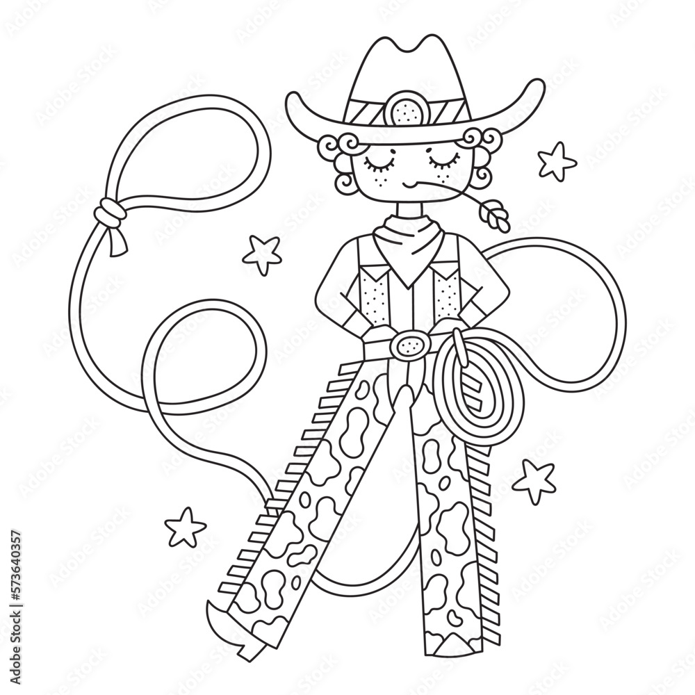 Little cowboy wearing traditional clothes and hat. Western character ...
