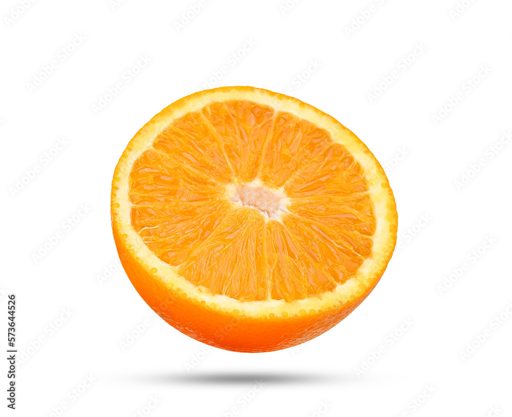 Slice of orange falling in the air isolated on transparent background ...