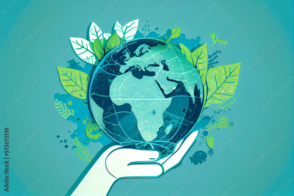 Ilustración de Stock Umwelt- Konzept zum Tag der Erde: Menschliche ...
