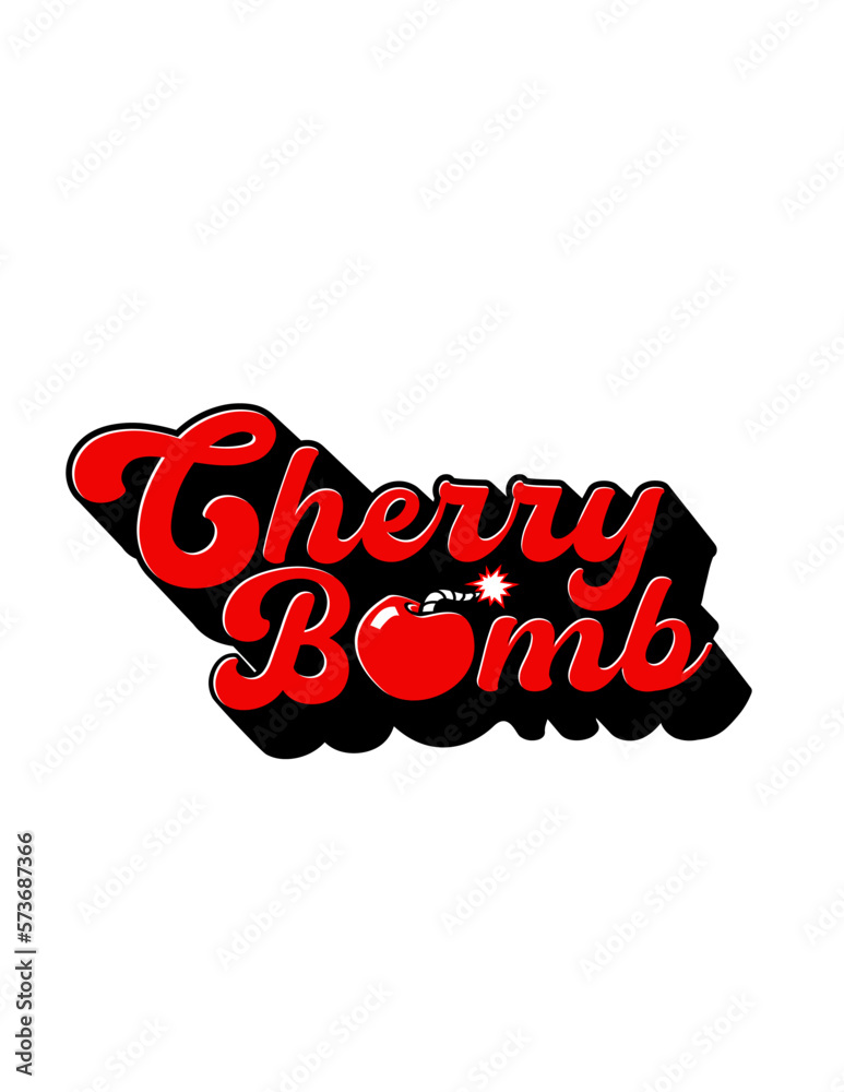 Cherry Bomb with a 1970s Style Font Stock Vector | Adobe Stock