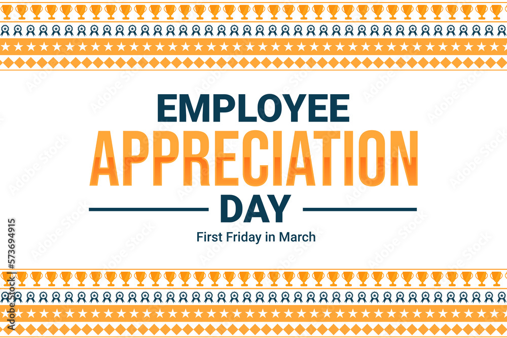 National employee appreciation day background with trophies and stars ...