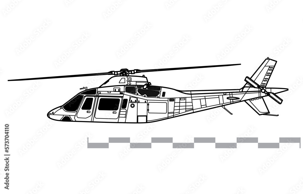Agusta Westland AW109. Agusta A109. Vector drawing of utility ...