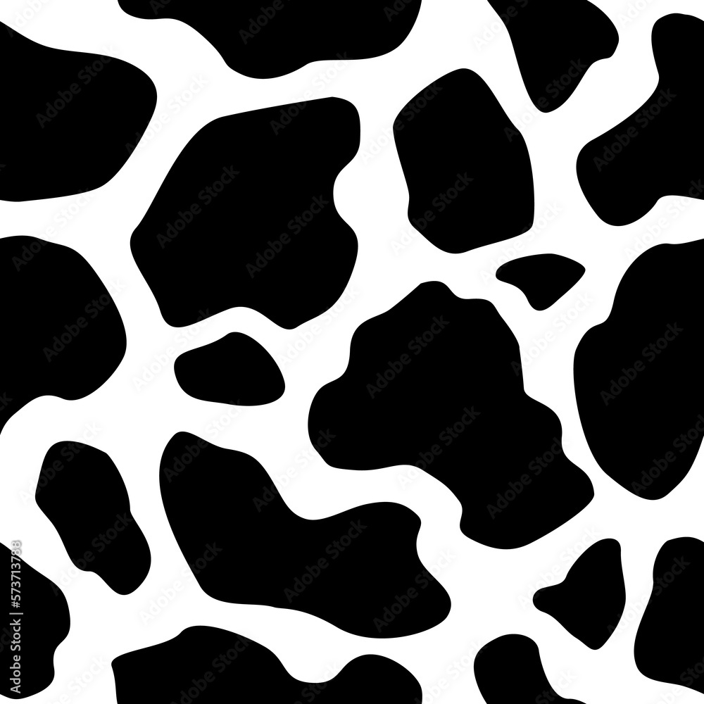 Cow Print Seamless Pattern Tile. Black Spots on Transparent Background ...