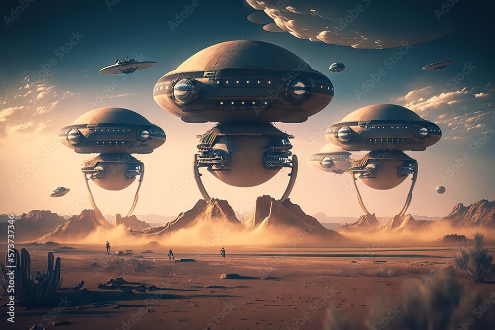 alien spaceships taking off from their planets, direct to visit planet ...
