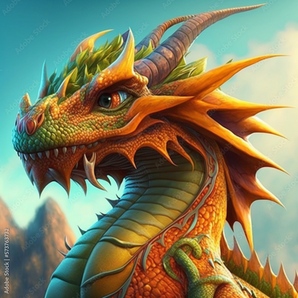 Ilustração Ilustrasi muka naga hijau ini menampilkan wajah naga dengan ...