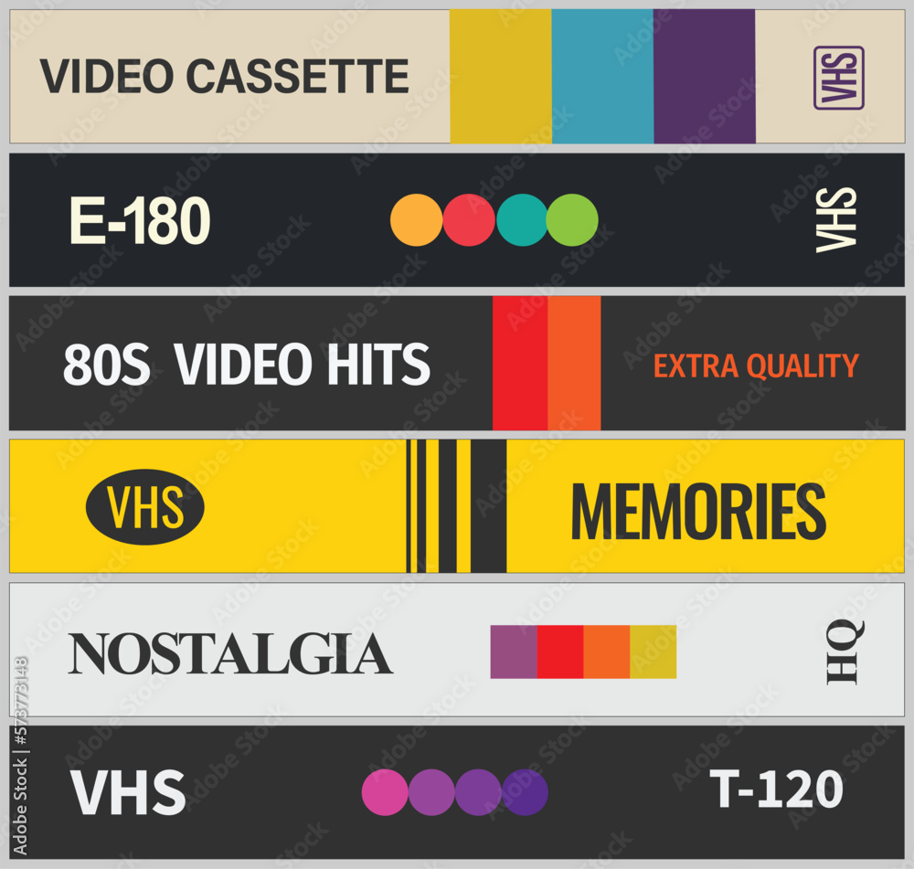 set of 6 vhs cassette covers back sides retro 90s nostalgia memories ...