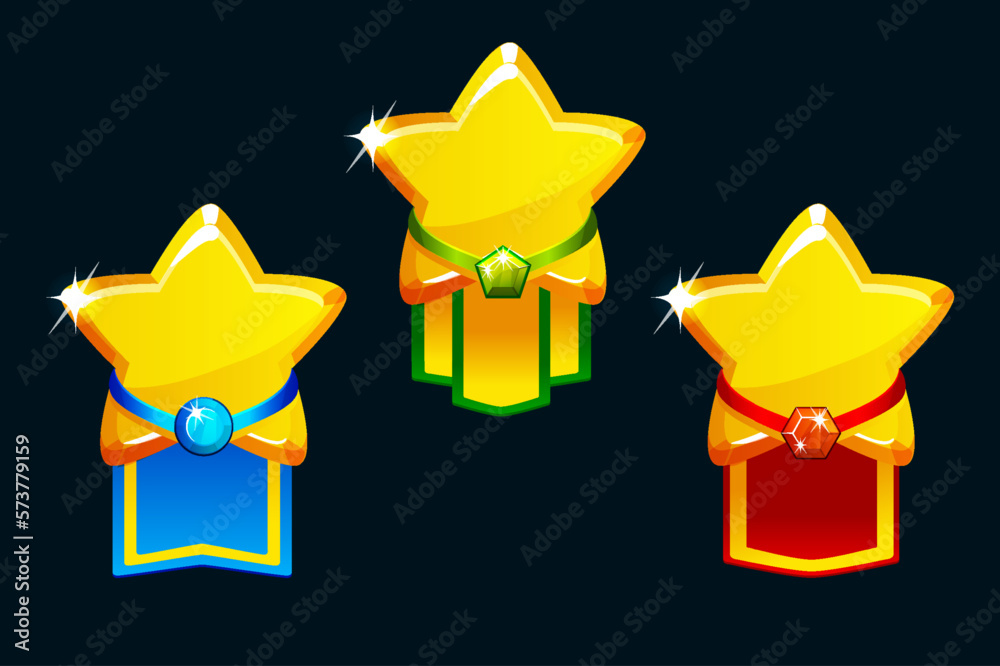Golden star. Level up icon.Element for mobile game or web apps. Modern ...