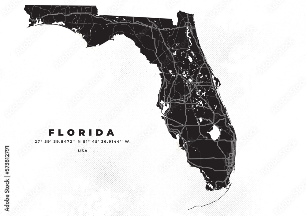 Florida map vector poster flyer Stock Vector | Adobe Stock