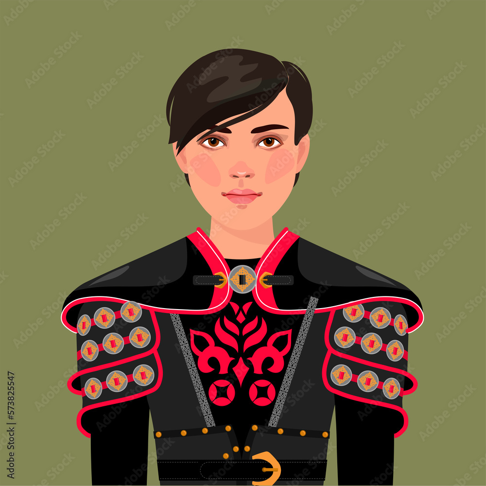 Beautiful woman dressed as warriort in decorated suit of armor, cartoon ...