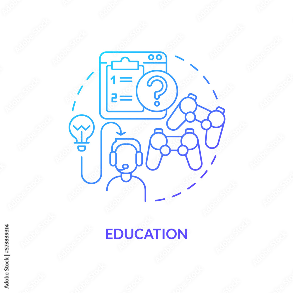 Education blue gradient concept icon. User learning strategy. Game ...