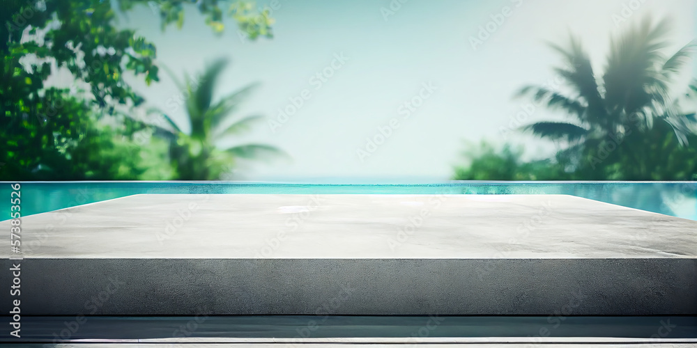 Empty poolside surface with summer travel hotel swimming pool ...