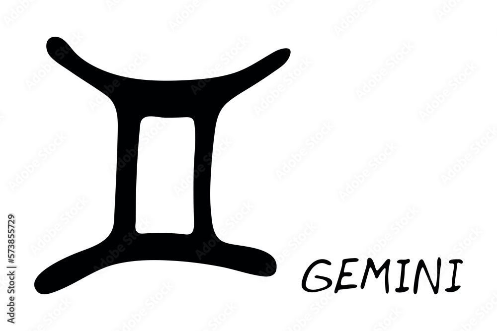 Hand drawn gemini zodiac sign Esoteric symbol doodle Astrology clipart ...