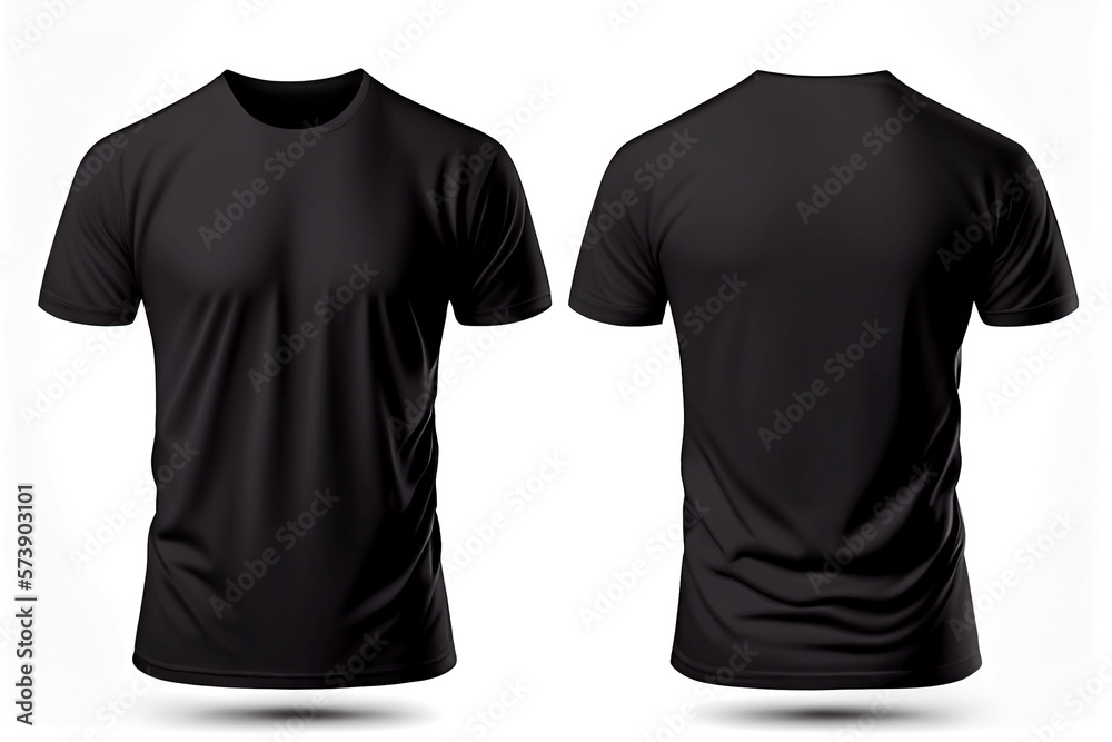 Blank black shirt mock up template, front and back view, isolated on ...