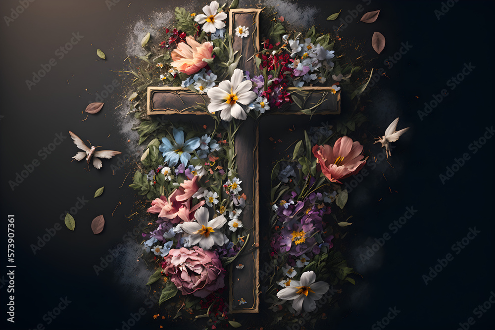 "Nature-Inspired Floral Border Design with Christian Symbolism for ...