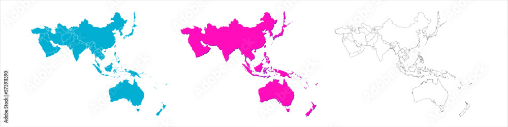 Asia map. Map of Asia Pacific. Oceania map. High quality vector ...