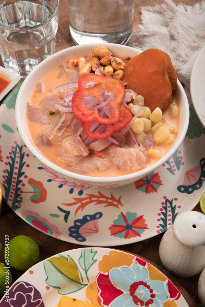 Ceviche en salsa de rocoto Sea food ceviche Assorted food plates Peru ...