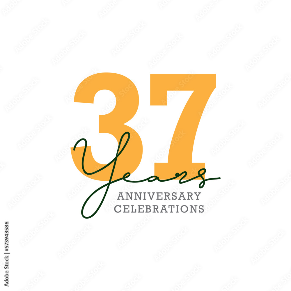 Vetor 37 years anniversary. Anniversary template design concept with ...