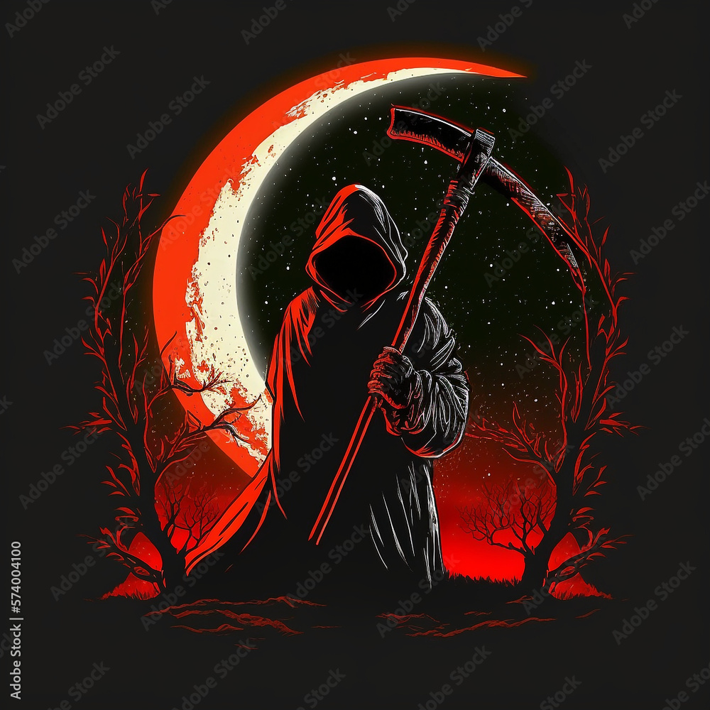 Stock-Illustration „Grim Reaper Concept Art- AI Generated Art- Blood ...