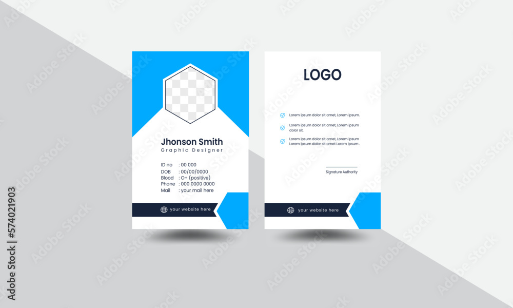 Professional modern id card template, Corporate employee identity badge ...