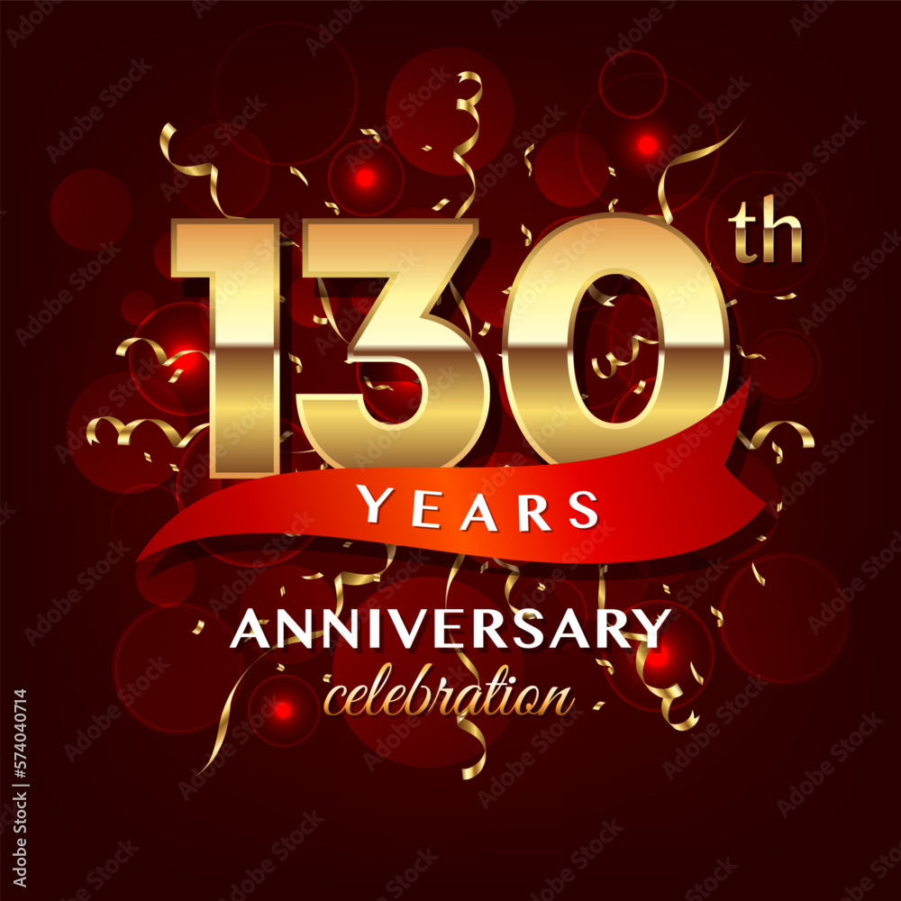 Vector de Stock 130th Anniversary logo design with golden number and ...