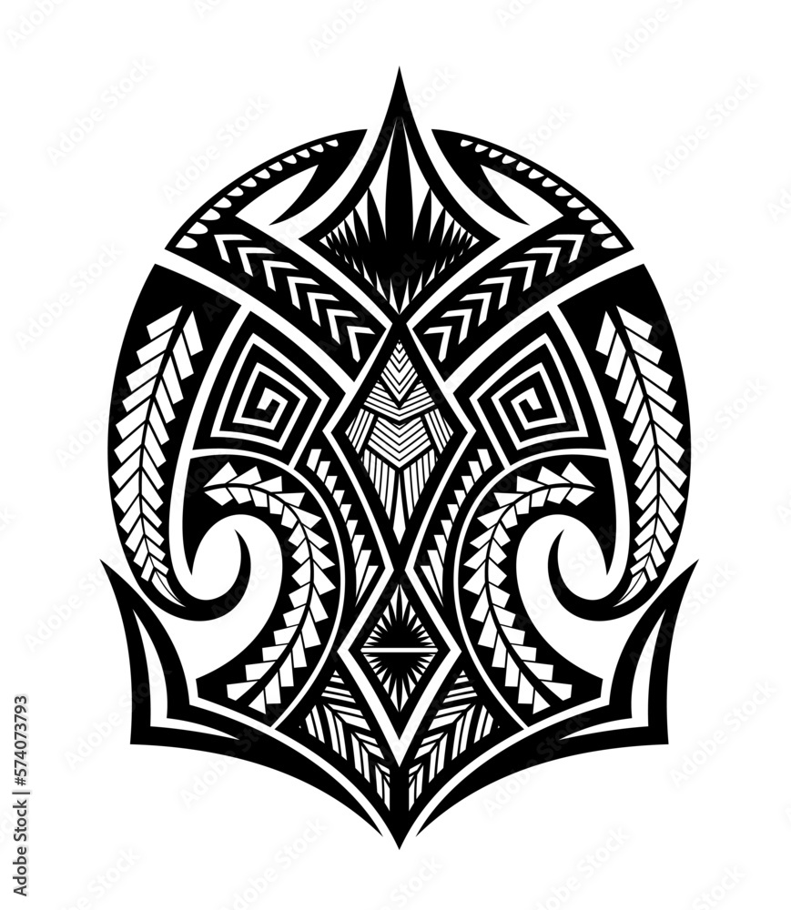 Vector de Stock Polynesian tattoo pattern maori, samoa ornament border ...
