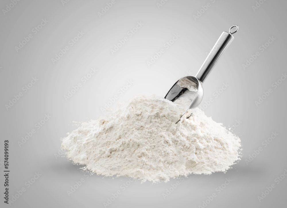 Pile of white powder with spoon on the desk Stock Photo | Adobe Stock