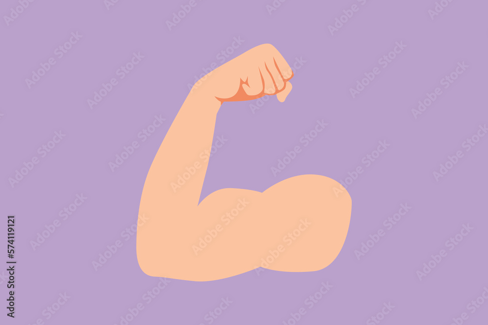Character flat drawing muscle emoticon. Strong emoji. Flexed biceps ...