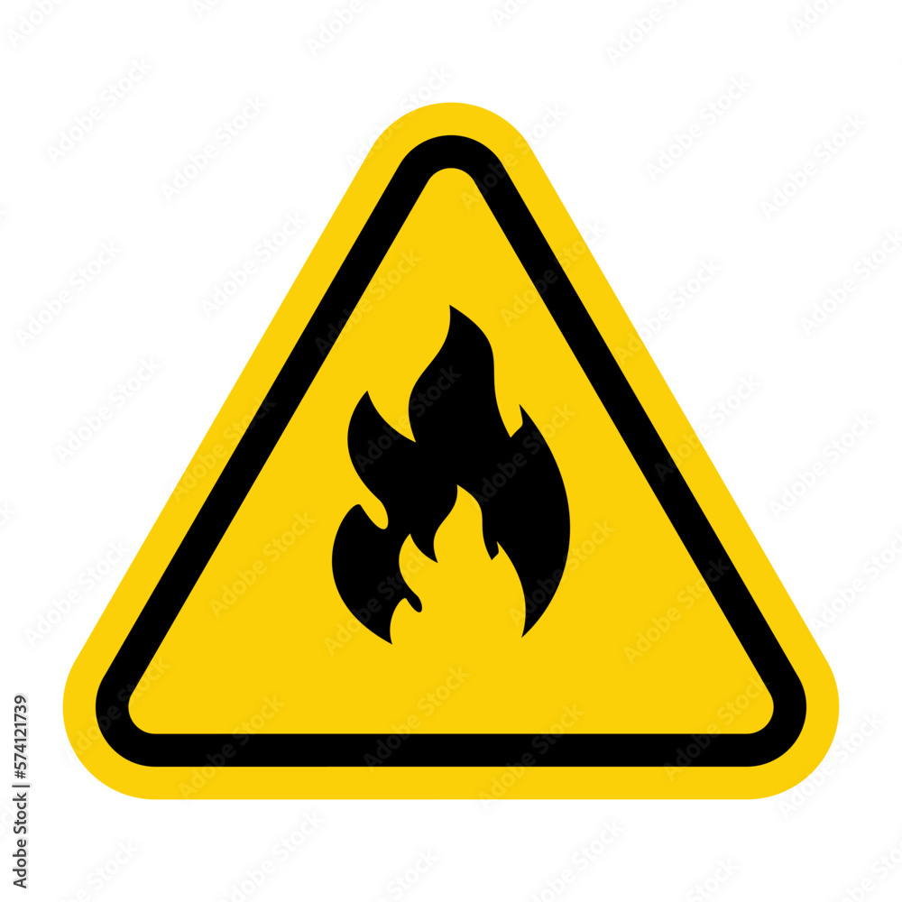 ISO Triangle Warning Sign: Fire Hazard Symbol Stock Vector | Adobe Stock