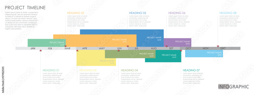 project timeline Infographic template for business. 12 Months modern ...