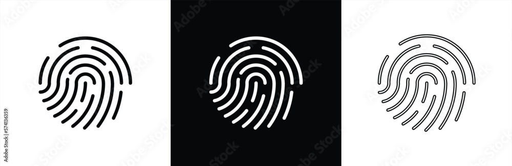 Fingerprint icon set. Fingerprint identification icon for apps and ...