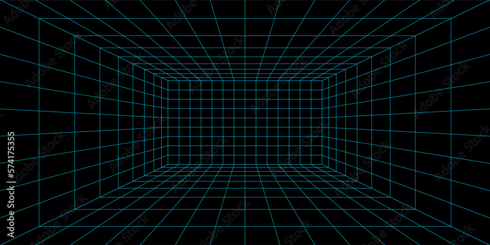 Perspective grid wireframe background design Stock Vector | Adobe Stock