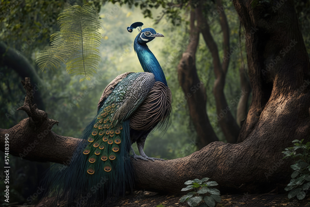Indian peafowl or blue peafowl a kind of peacock in the pheasant and ...