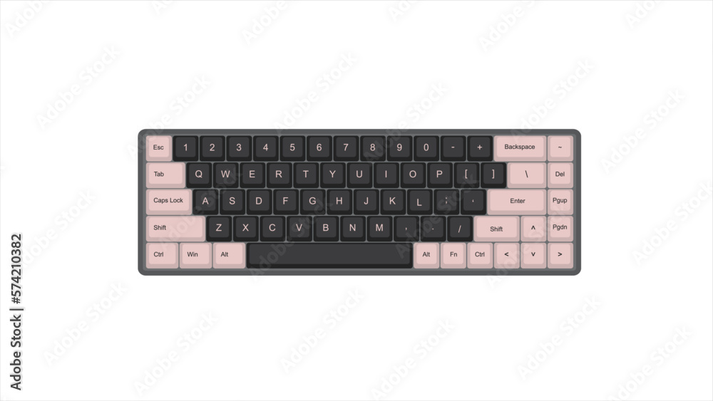 Vector Mechanical keyboard gaming with black and pink colour retro ...