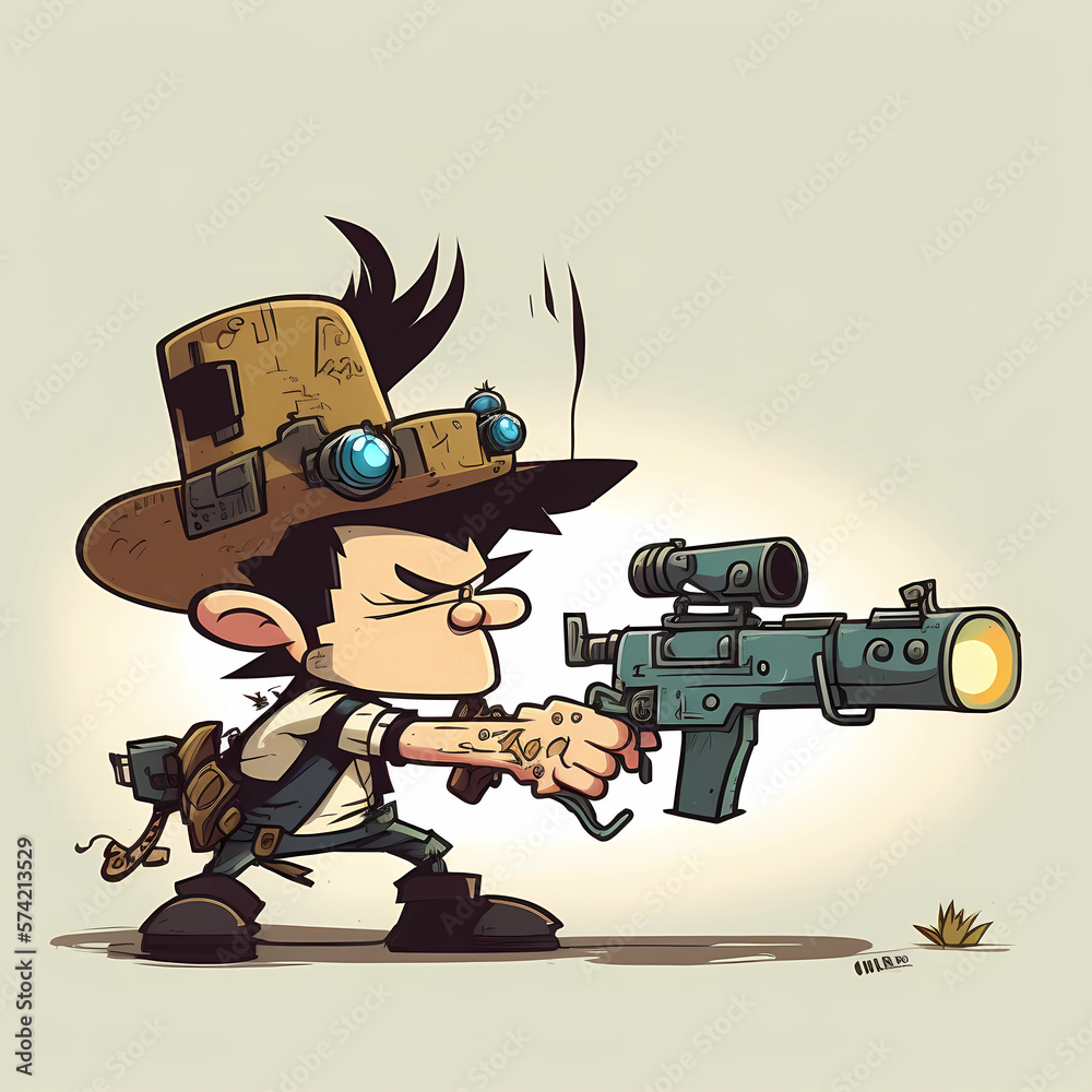 cartoon hunter with rifle Stock Illustration | Adobe Stock