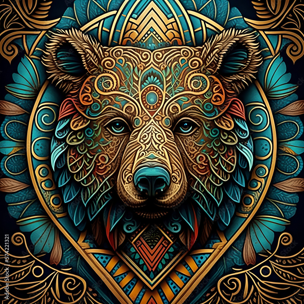 Bear of Celtic art of east totem and west style in psychedelic. Fit for ...
