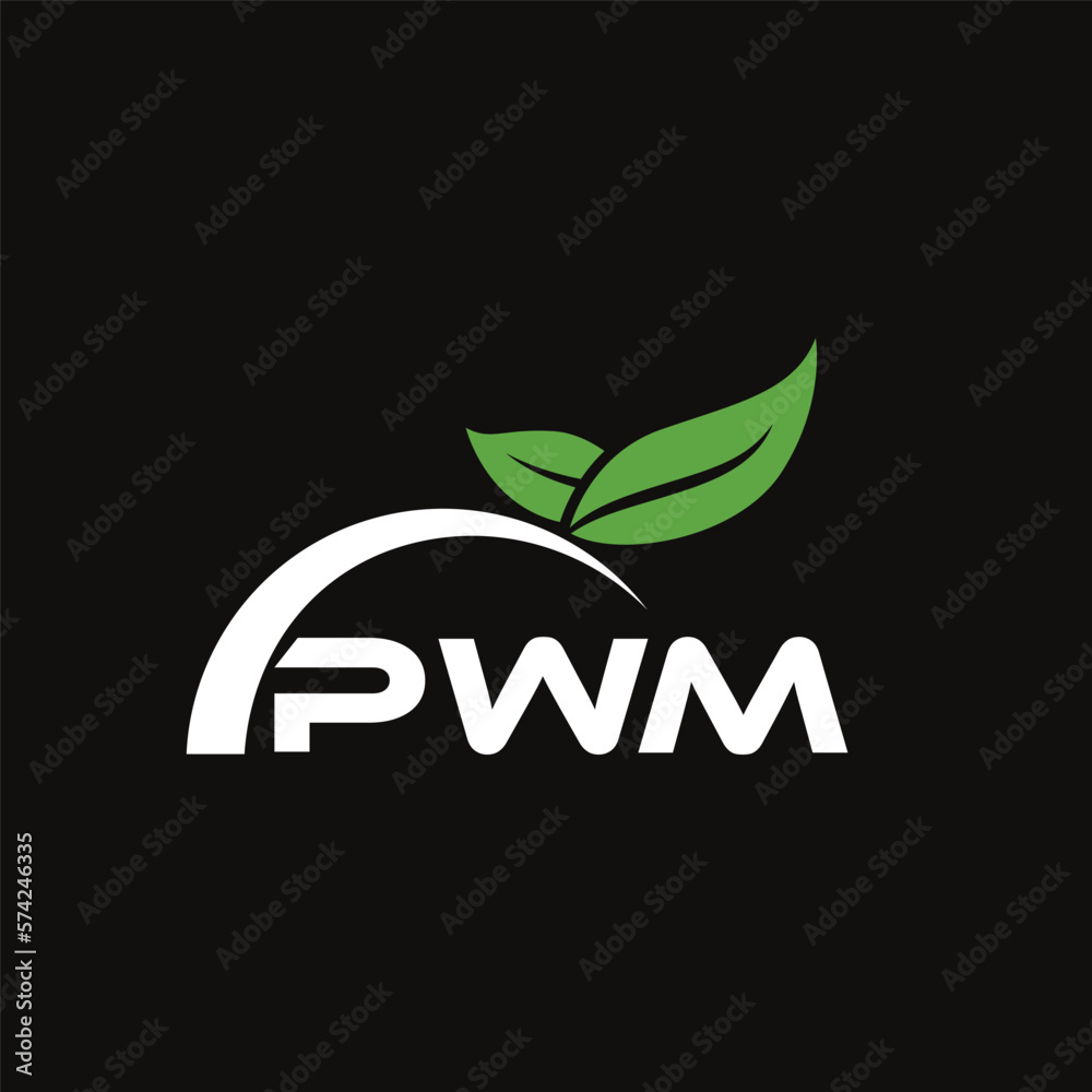 PWM letter nature logo design on black background. PWM creative ...