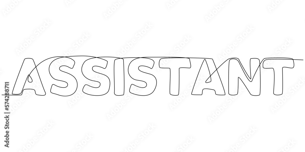 One continuous line of Assistant word. Thin Line Illustration vector ...