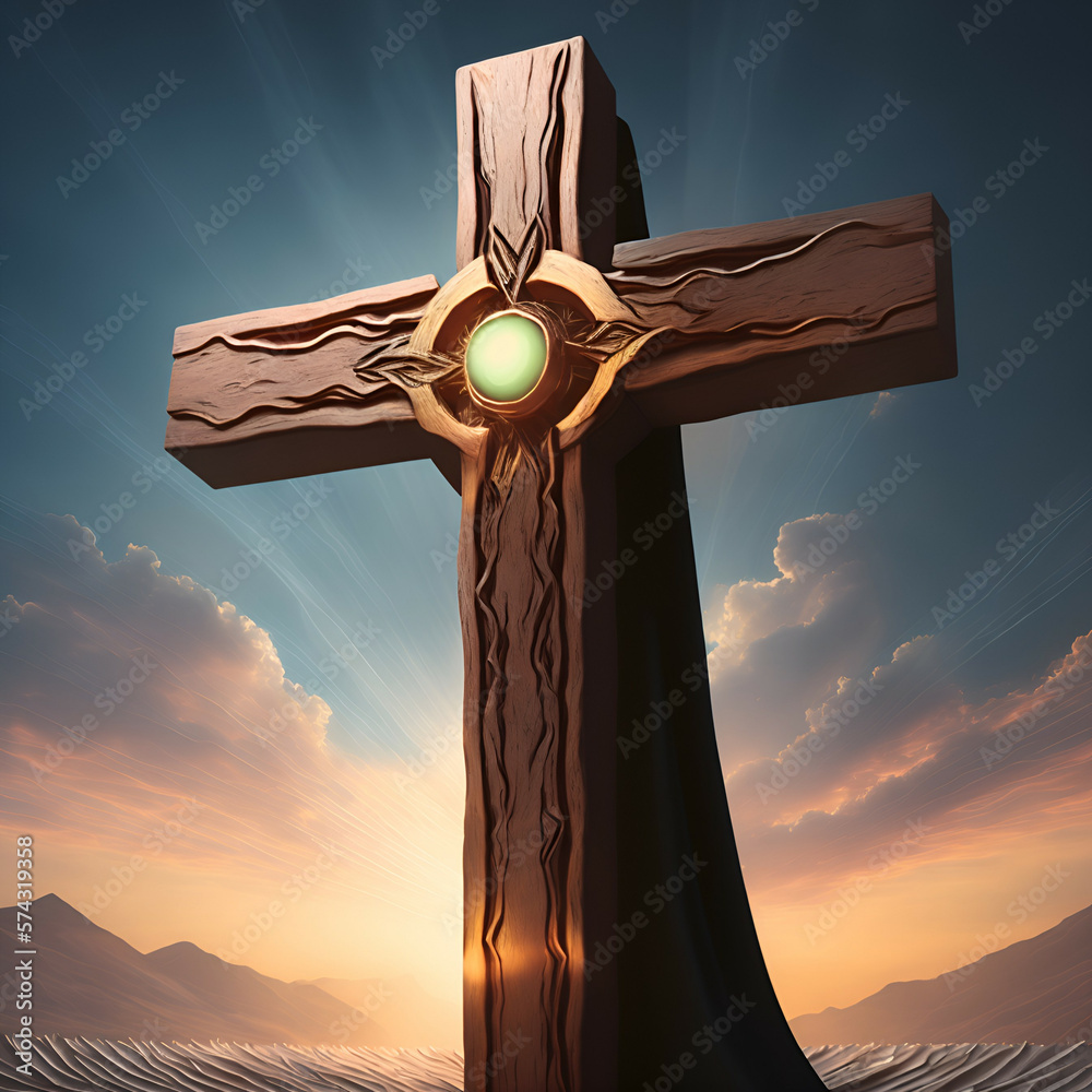 jesus christ on cross - Holy week - Wooden Holy Cross - Generative AI ...