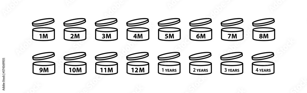 Image vectorielle Stock Expiry date sign after opening icons set ...