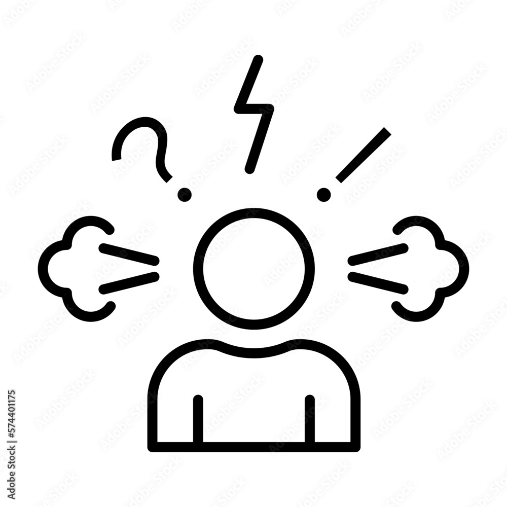 Angry person Stress or anxiety icon symbol. Frustration, burnout, furious concept Stock-vektor ...