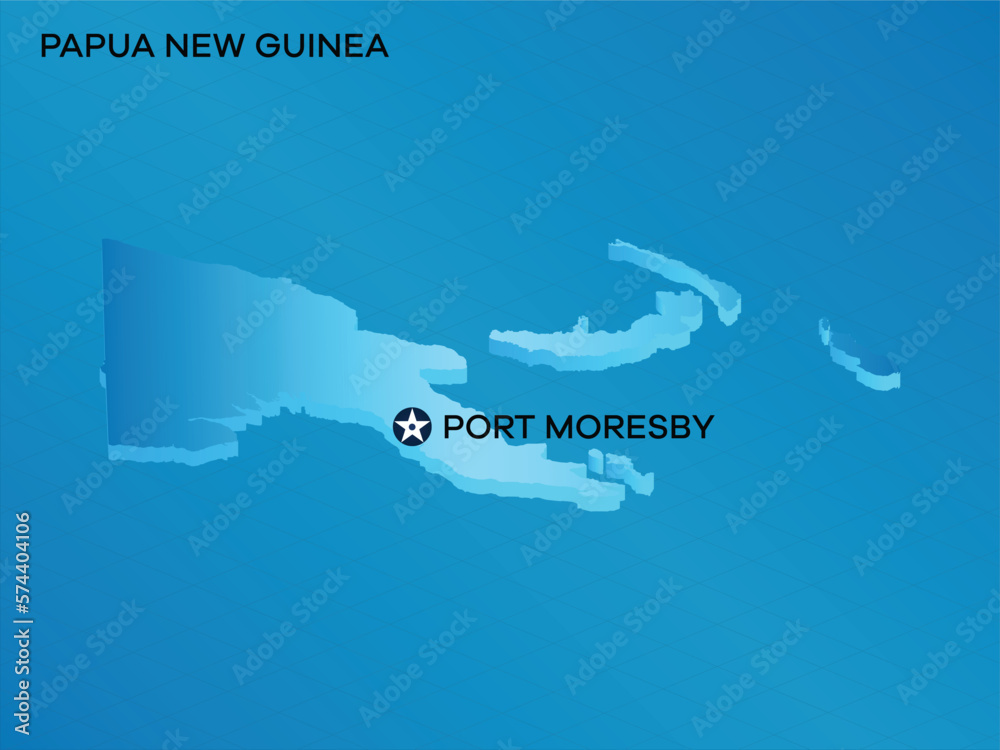 Papua-new-guinea 3D Isometric map with Capital Mark Port Moresby Vector ...