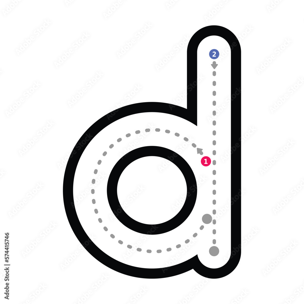 Vetor do Stock Tracing alphabet letter d lowercase prewriting dotted ...