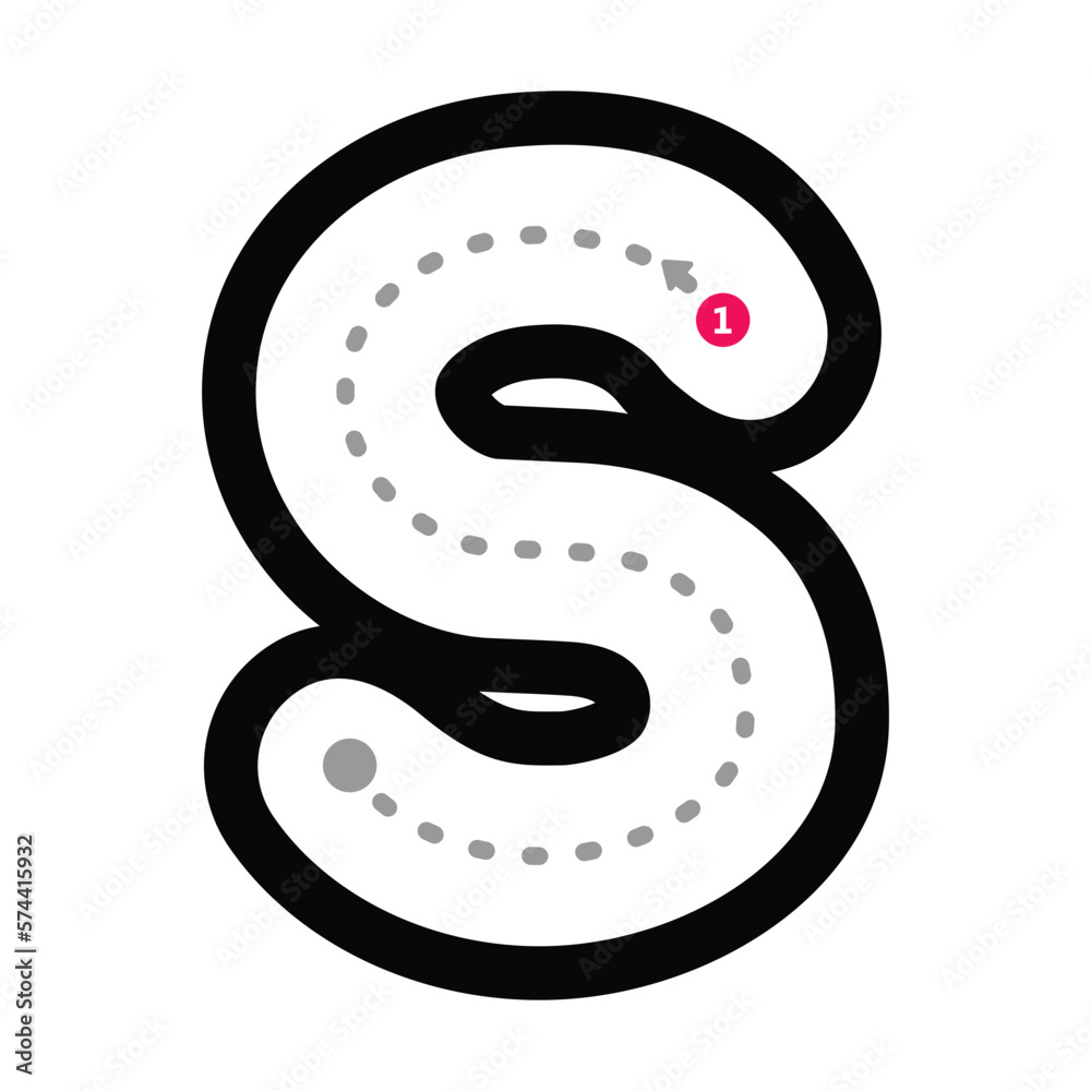 Tracing alphabet letter s lowercase prewriting dotted line element for ...