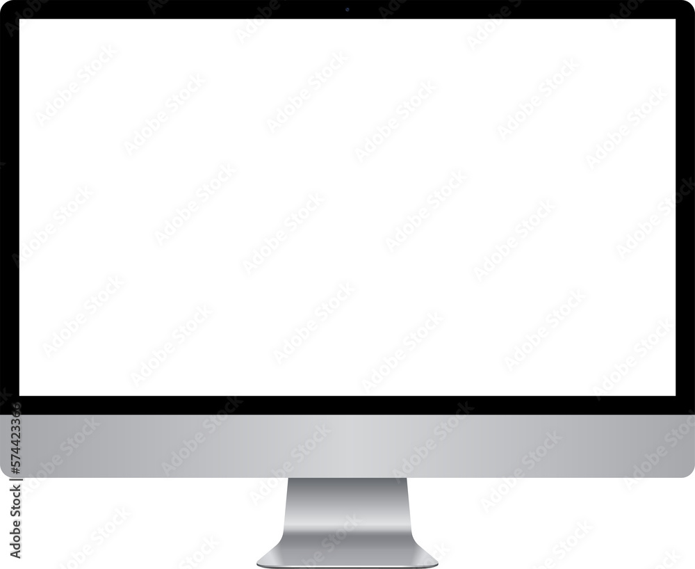 Realistic Apple Mac iMac computer vector illustration set collection png. Monitor screen on ...