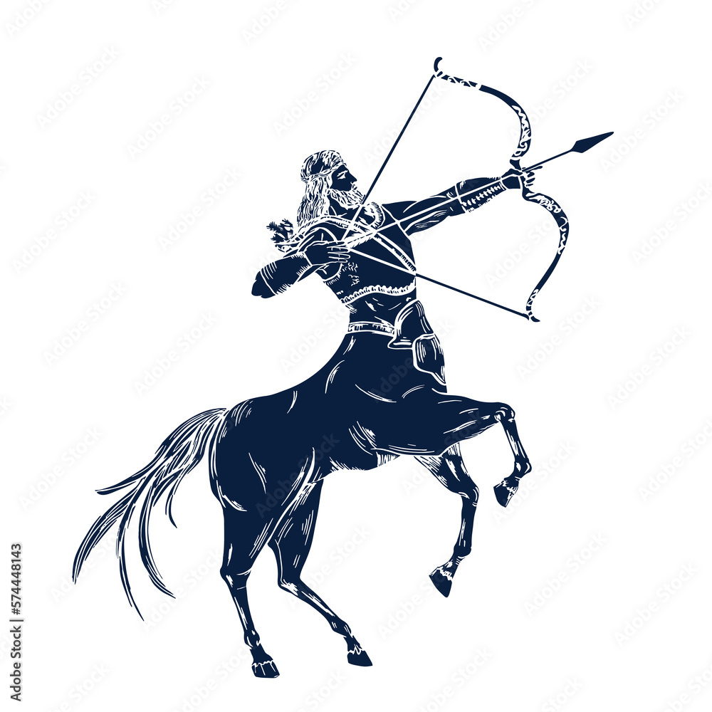 Sketch of astrological zodiac Sagittarius Archer. Elegant astrology ...