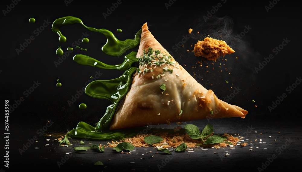 Indian Street Food Samosa. Crispy And Spicy Triangle Shape Snack ...