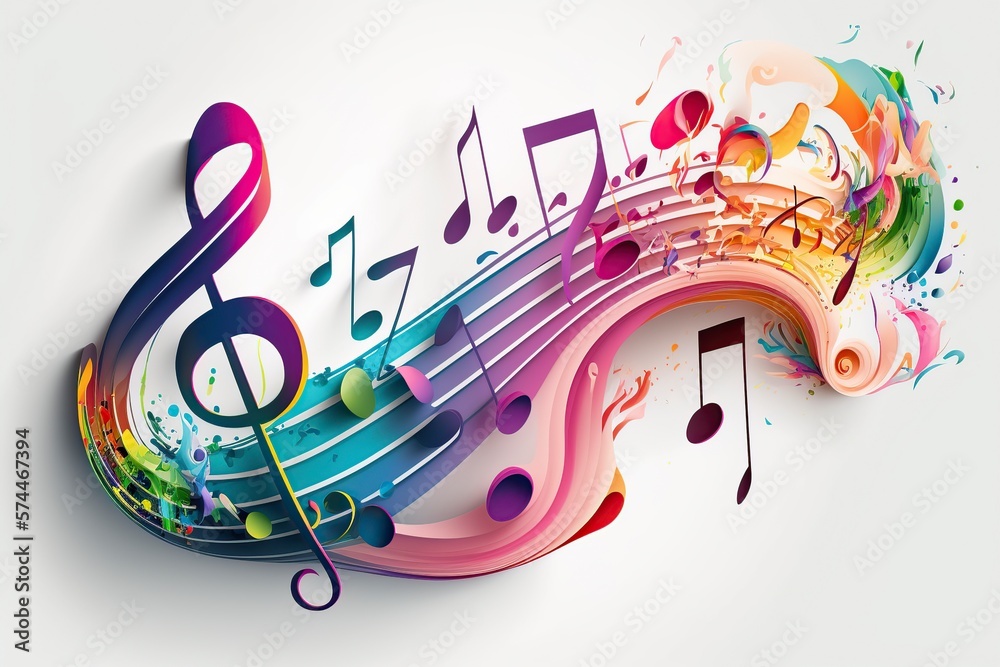 illustration, colorful musical notes, ai generative Stock Illustration ...