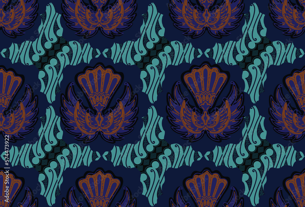 Indonesian Javanese Gurda batik motifs with various patterns of ...