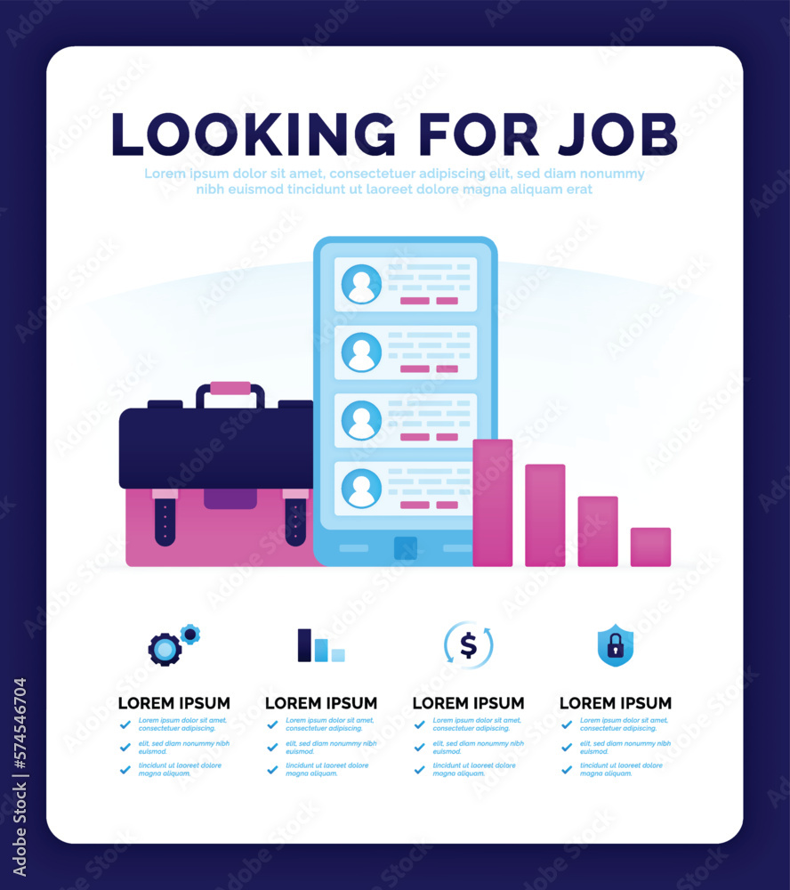 Vector illustration of looking for jobs and opportunities to next step ...